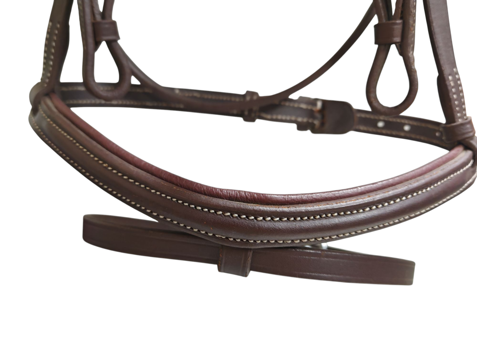 Brown Horse Bridle with White Stitching
